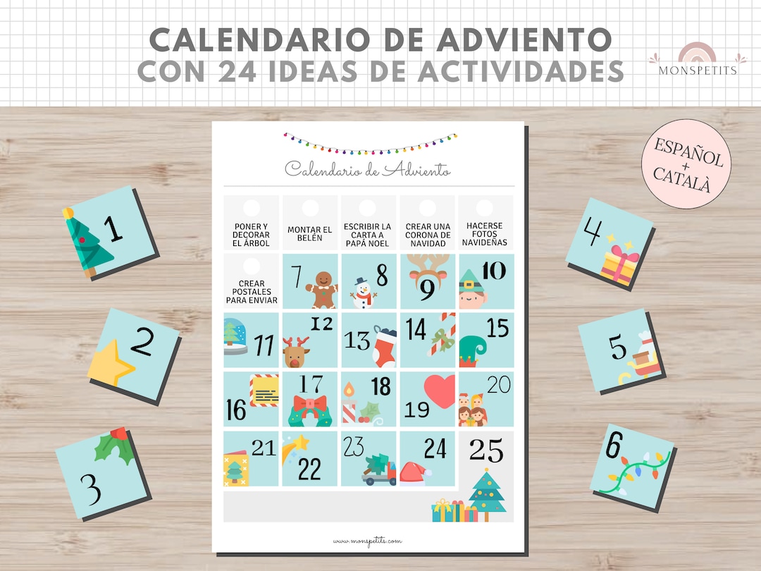 Calendario Adviento Imprimible, Plantilla con 24 Ideas de Actividades ...