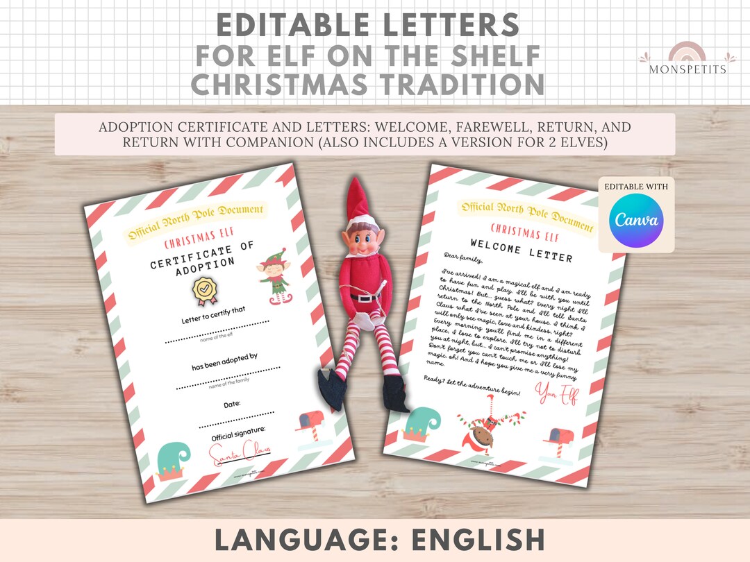 Editable Canva Letters Elf Tradition, Welcome Letter, Farewell Letter ...