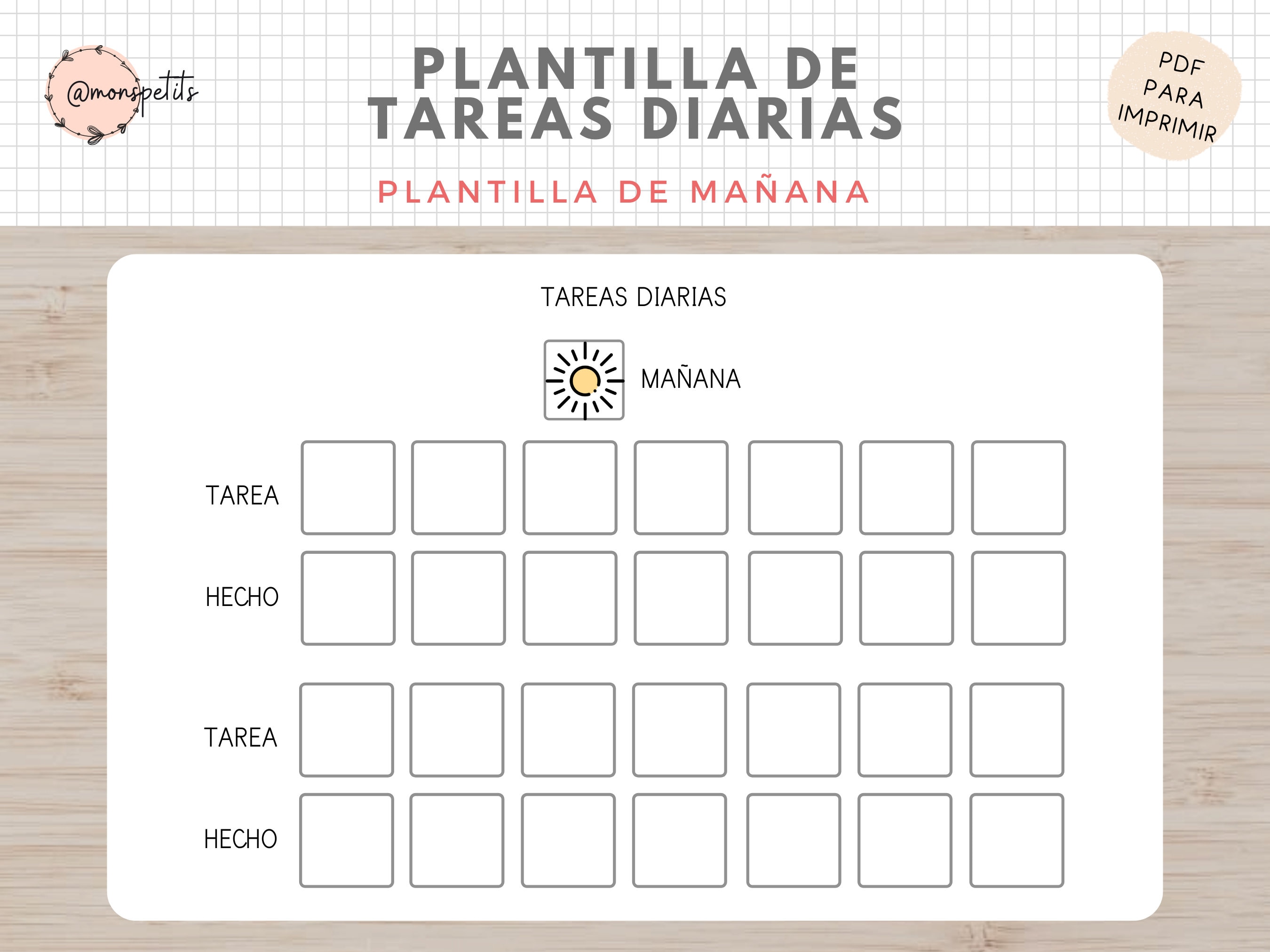 Plantilla de Tareas Diarias Español Hábitos y rutinas para Niños ...