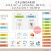 Calendario Días Semana, Estación, Tiempo, Emociones, Organización Niños ...