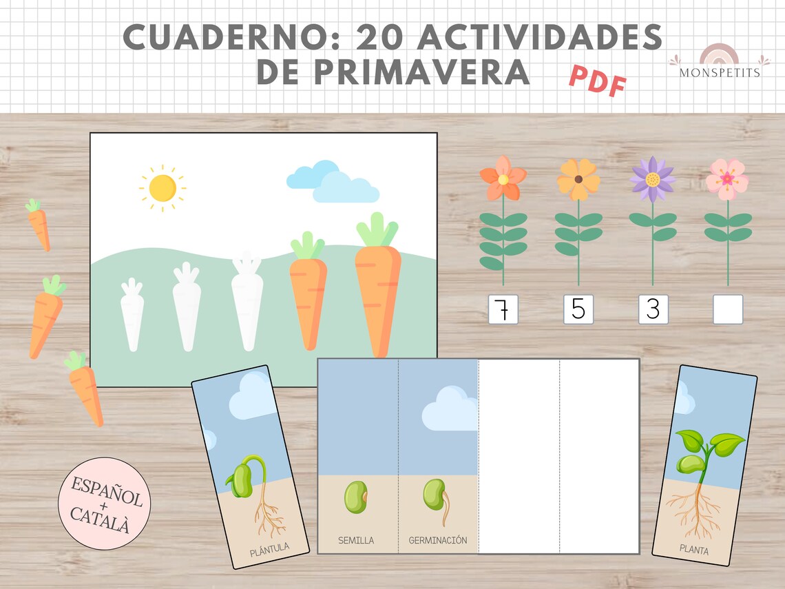 20 Actividades De Primavera, Cuaderno PDF Imprimible Niños, Español ...