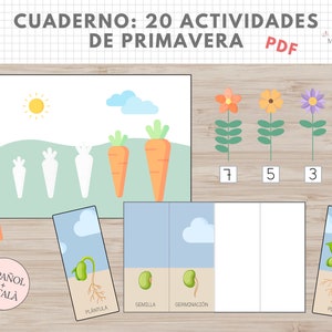 20 Actividades De Primavera, Cuaderno PDF Imprimible Niños, Español ...