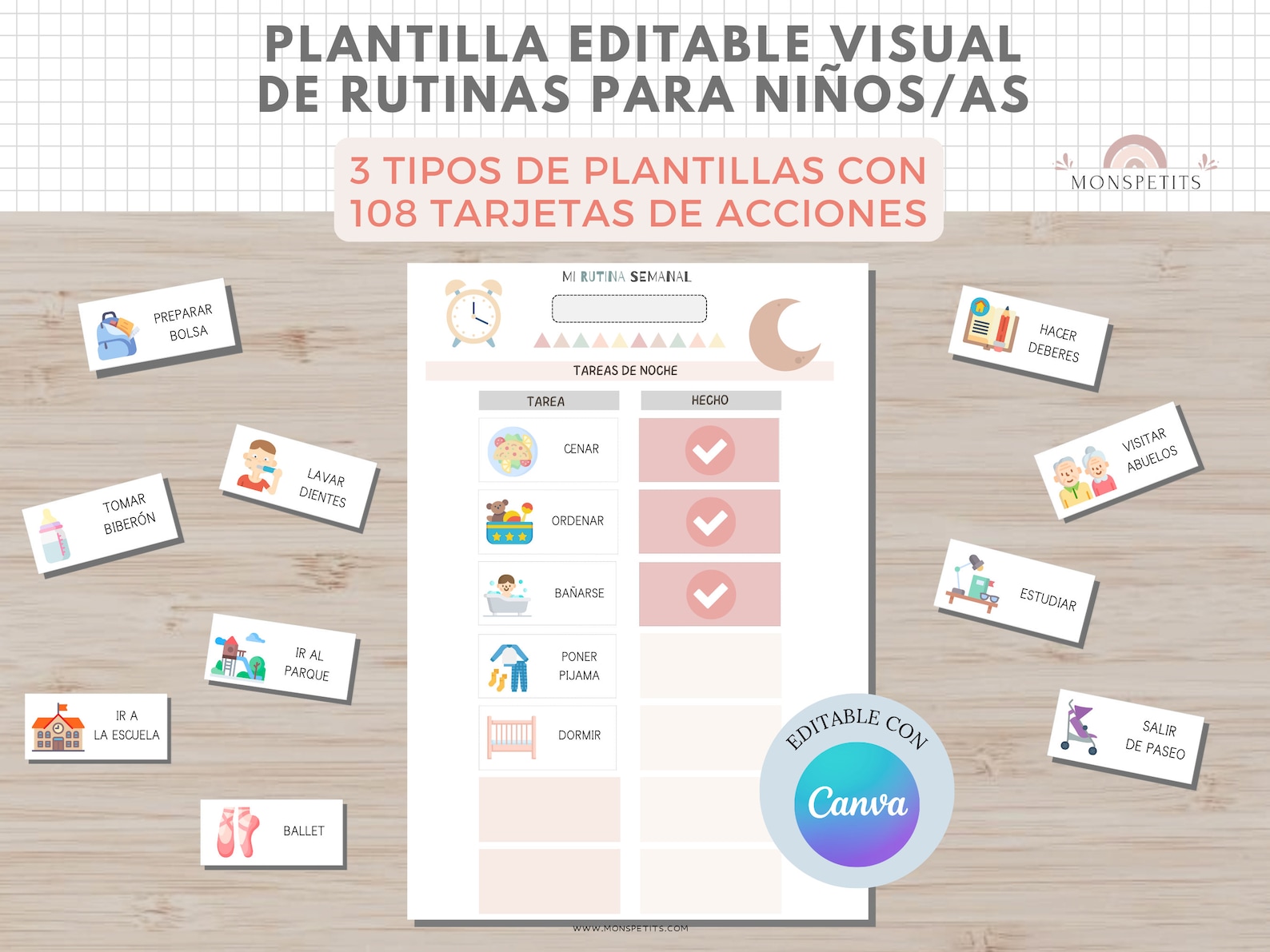 Plantilla Editable Visual De Rutinas Niños, 3 Tipos De Plantillas ...