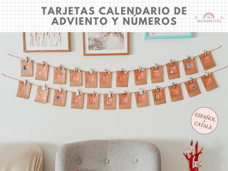 45 Tarjetas Actividades Calendario de Adviento, Números Sobres ...