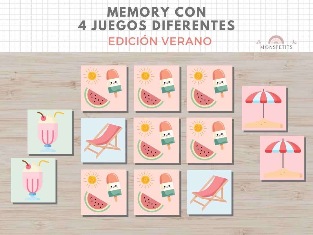 Juego Memory Verano, Vocabulario, Verano, Niños, Imprimible, Español ...