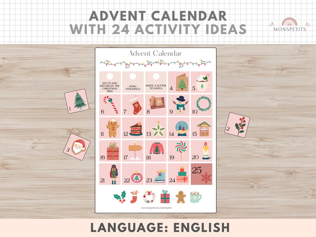 Advent Calendar Red Printable, Template With 24 Activity Ideas ...