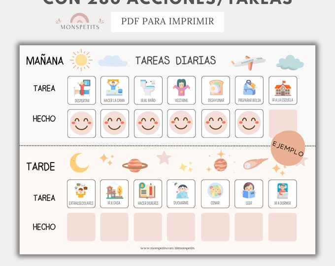 Pack Plantillas Rutinas, Planificador Horario Niños, Organización, Español, Català, Imprimible ...