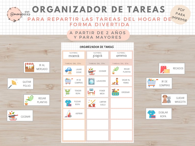 Organizador De Tareas Del Hogar - Rutinas Y Tareas Para Niños ...