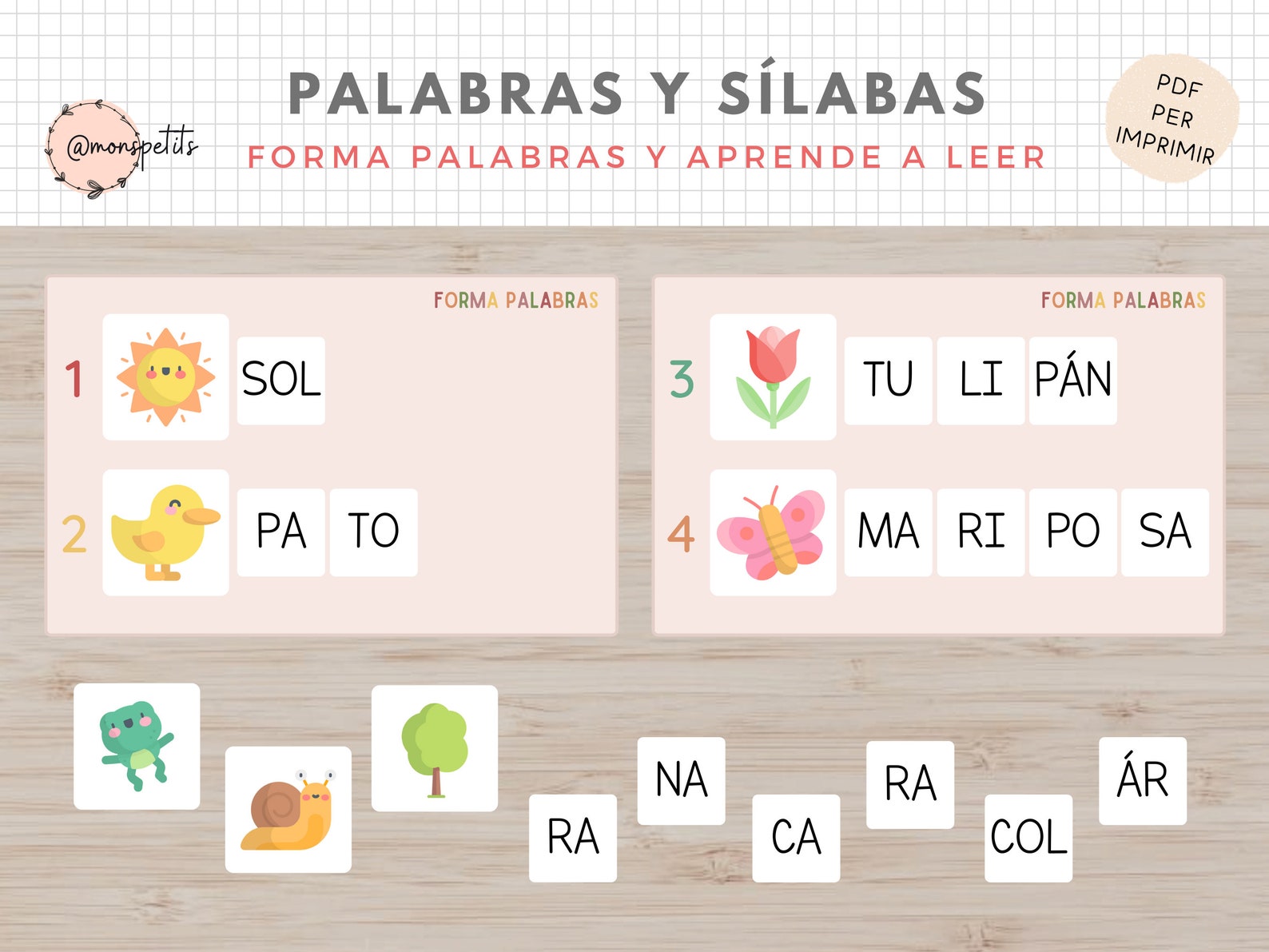 Silabas y palabras - Aprender a Leer - Español - Primavera - Imprimible ...