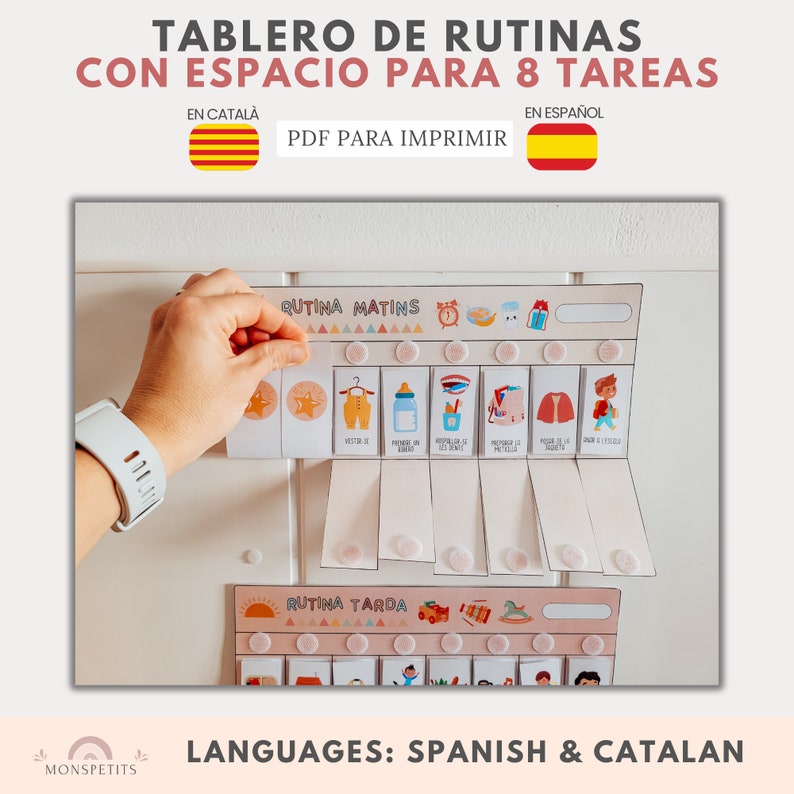 Tablero Rutinas Solapas Niños, Tareas, Hábitos, Imprimible PDF, Planificador Infantil, Español ...