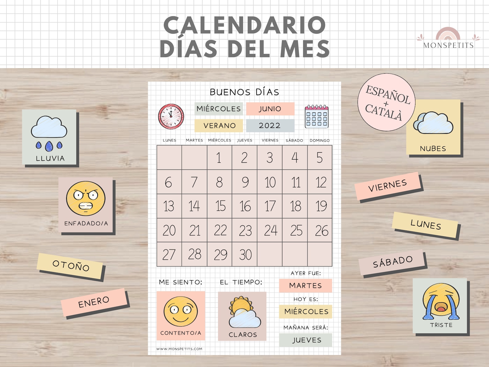 Calendario Días del Mes, Organización Niños, Español, Català, Asamblea ...