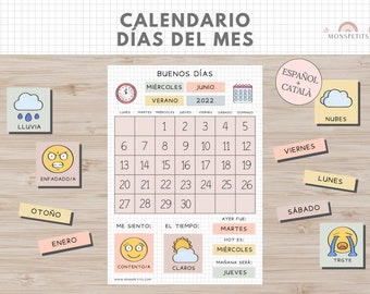 Calendario Días De La Semana, Organización Niños, Español, Català ...
