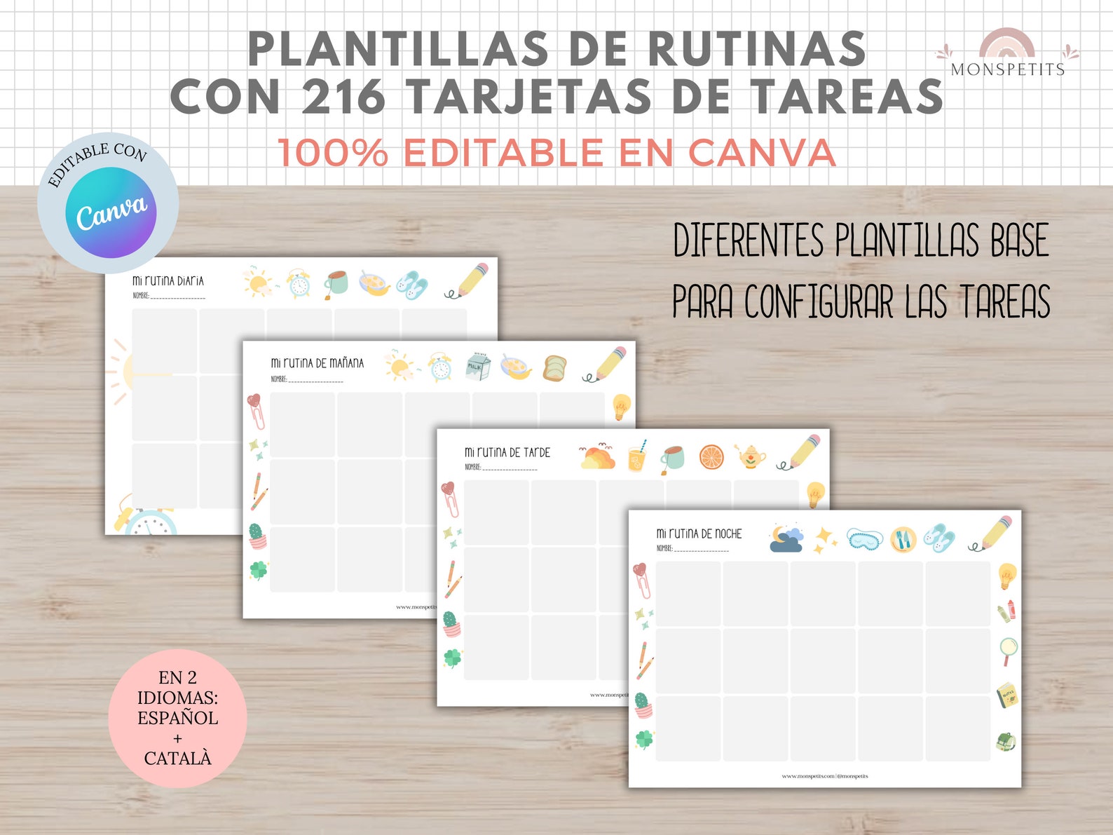 Plantillas de Rutinas con 216 tarjetas de tareas para niños - Etsy México