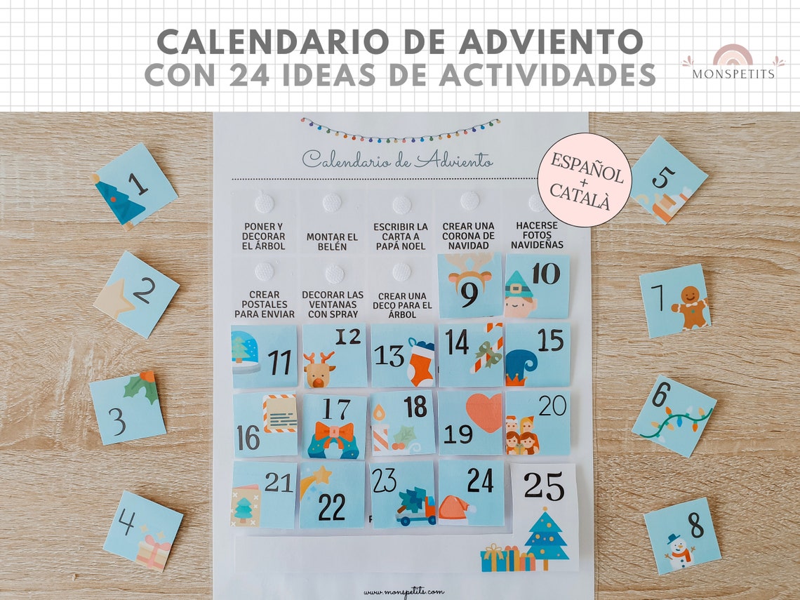 Calendario Adviento Imprimible Plantilla con 24 Ideas de - Etsy España