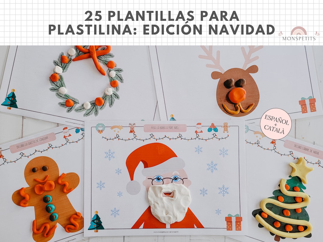 Plantillas Plastilina Navidad, Christmas Play Dough Mats, Manualidad ...