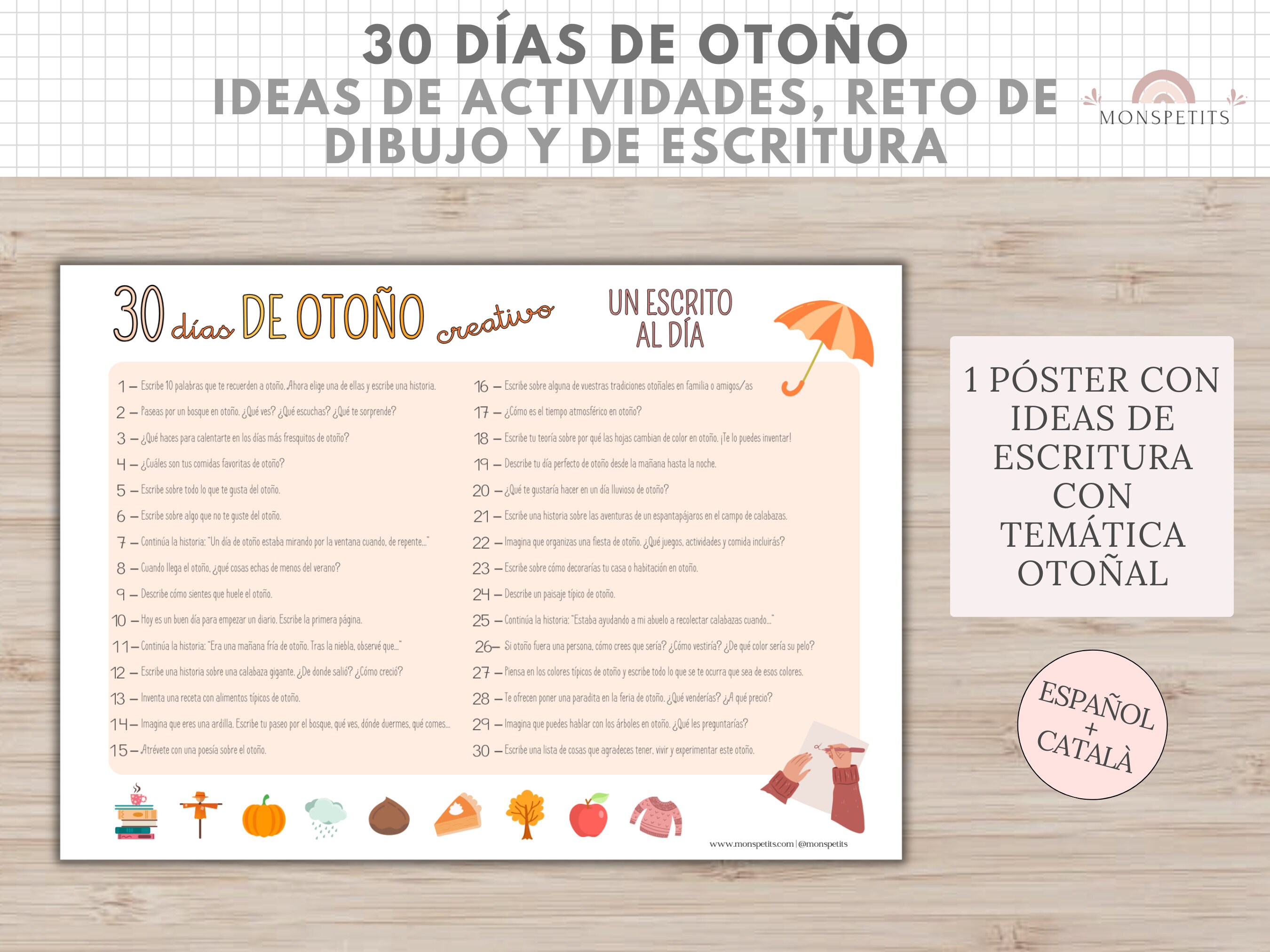30 Días De Otoño, Ideas Actividades Para Niños, Reto Escritura Y Dibujo ...