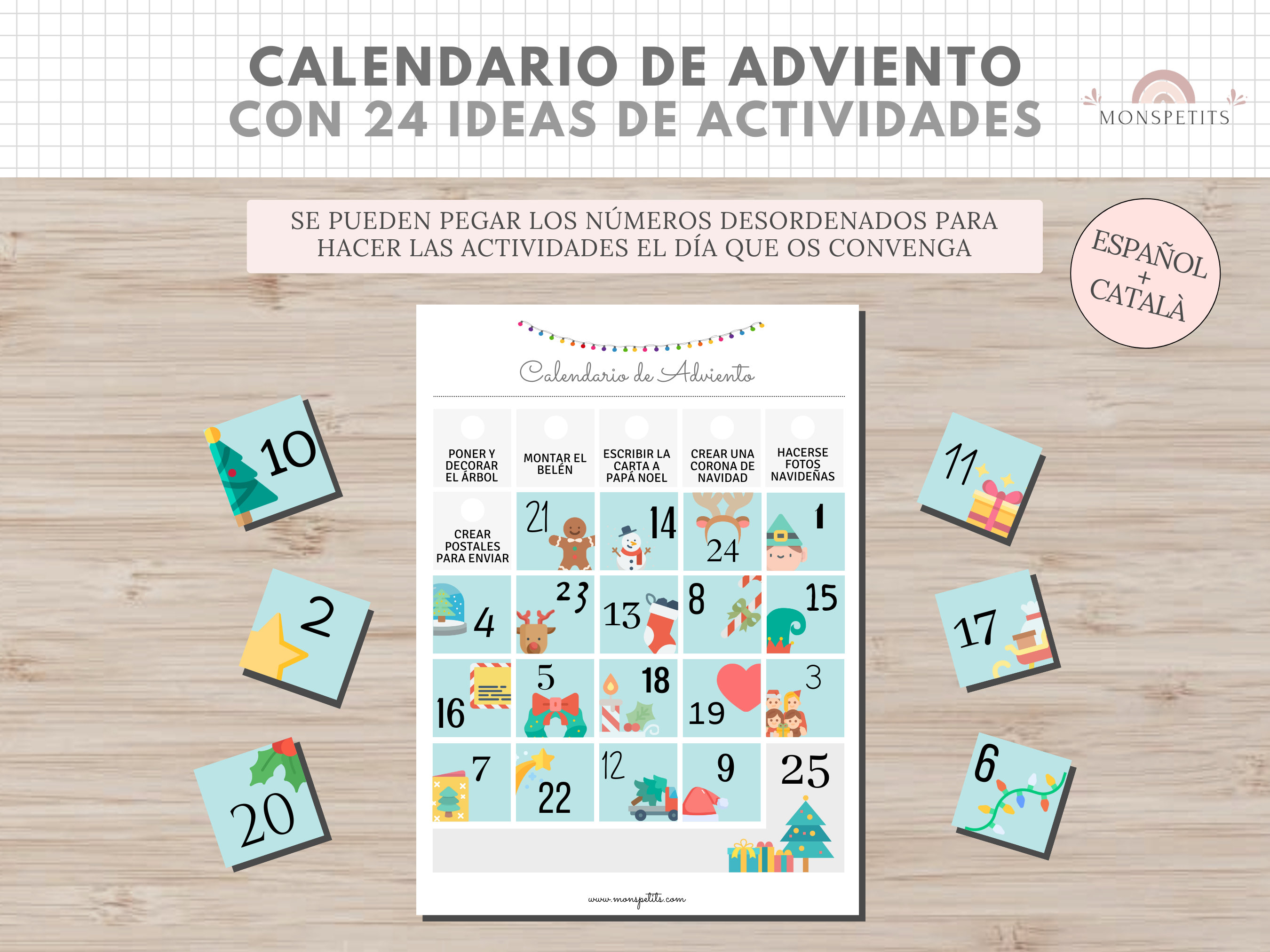 Calendario Adviento Imprimible, Plantilla con 24 Ideas de Actividades ...