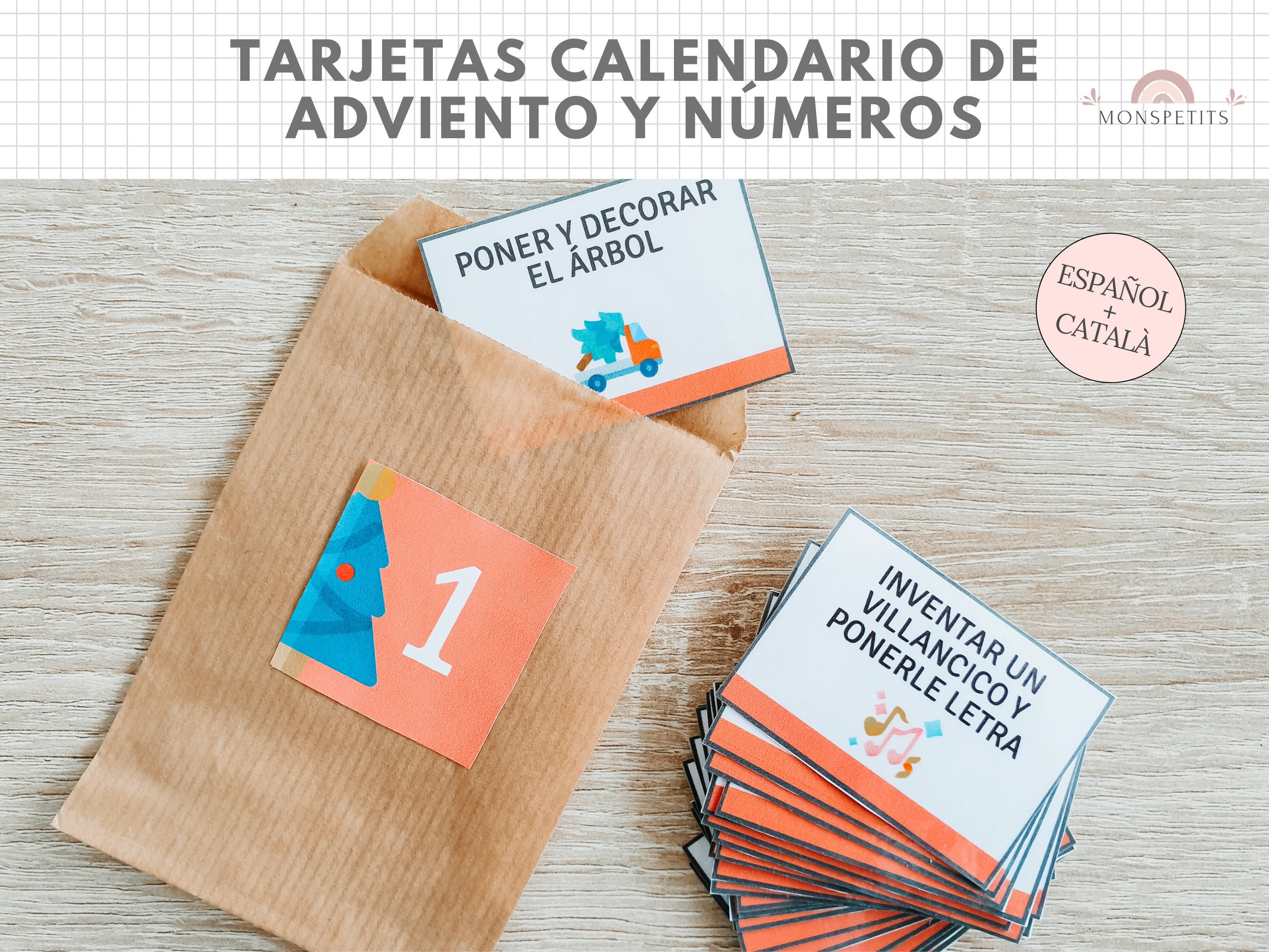 45 Tarjetas Actividades Calendario de Adviento, Números Sobres ...