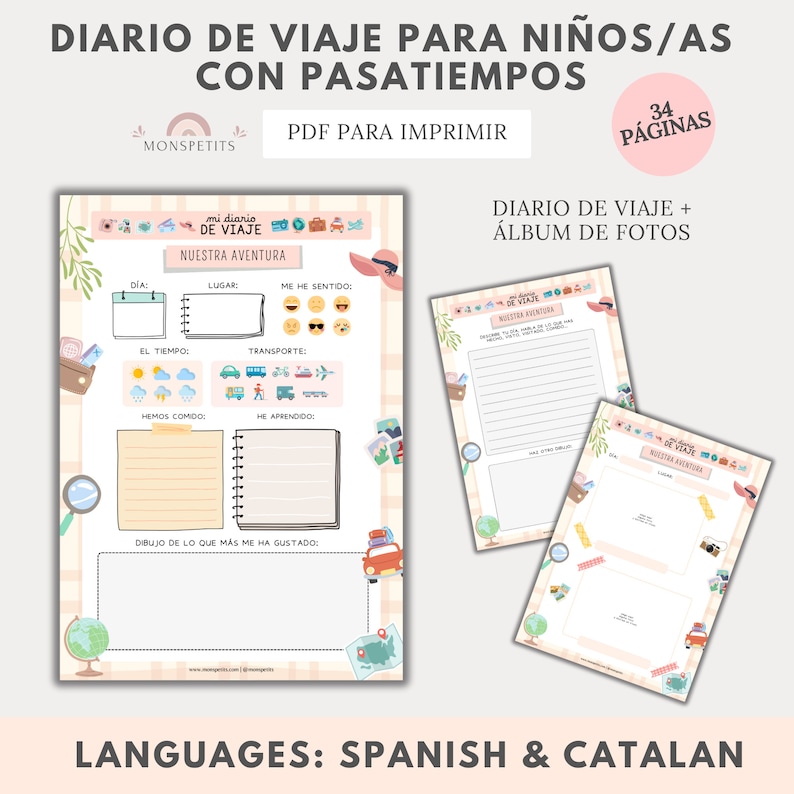 Diario De Viaje Para Niños, Cuaderno Actividades Vacaciones, Ed ...