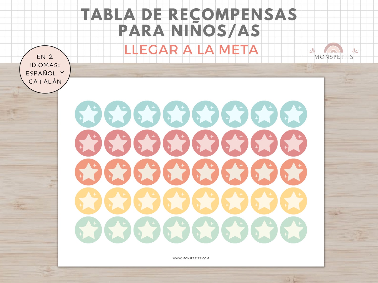 Tabla Recompensas para Niños/as, Imprimible A4, Español, Català, Goal ...