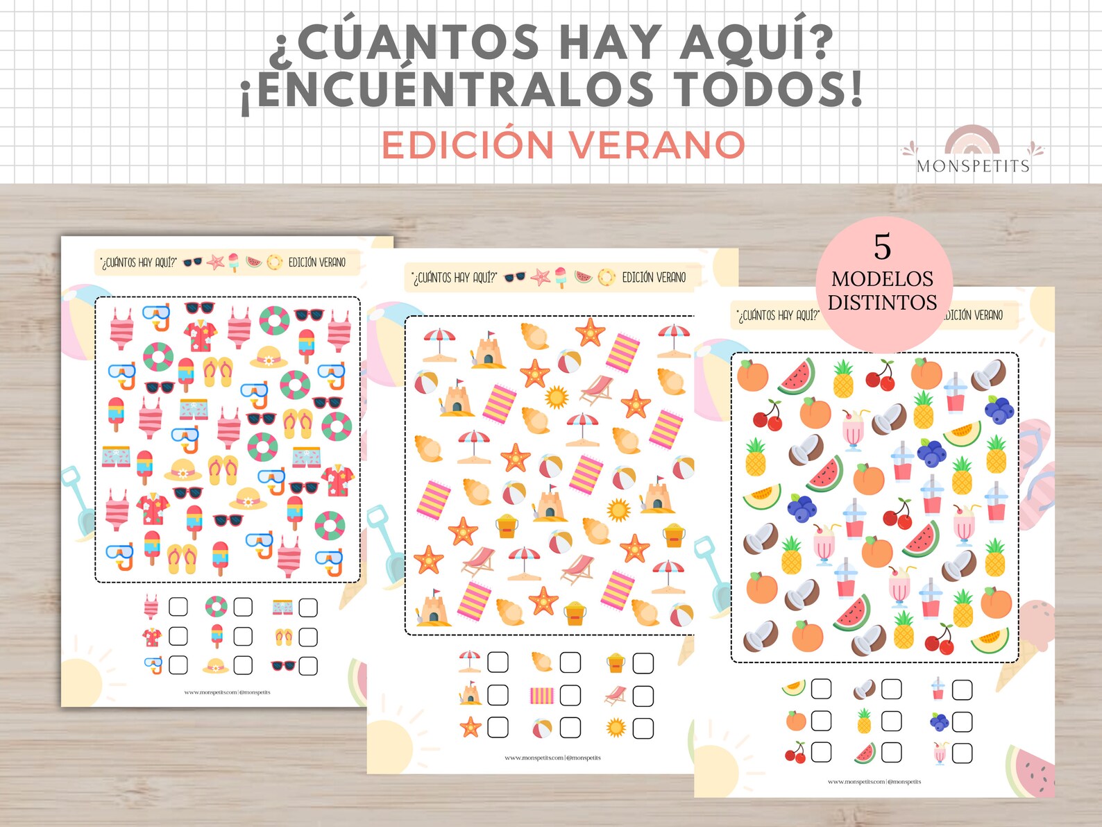 Juego I Spy, Cuenta Cuántos Hay, Verano, Niños, Imprimible, Español ...