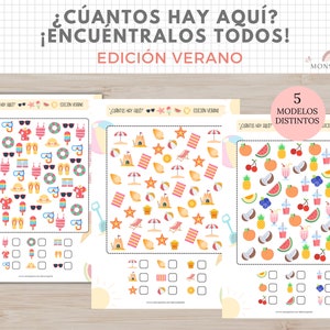 Juego I Spy, Cuenta Cuántos Hay, Verano, Niños, Imprimible, Español ...