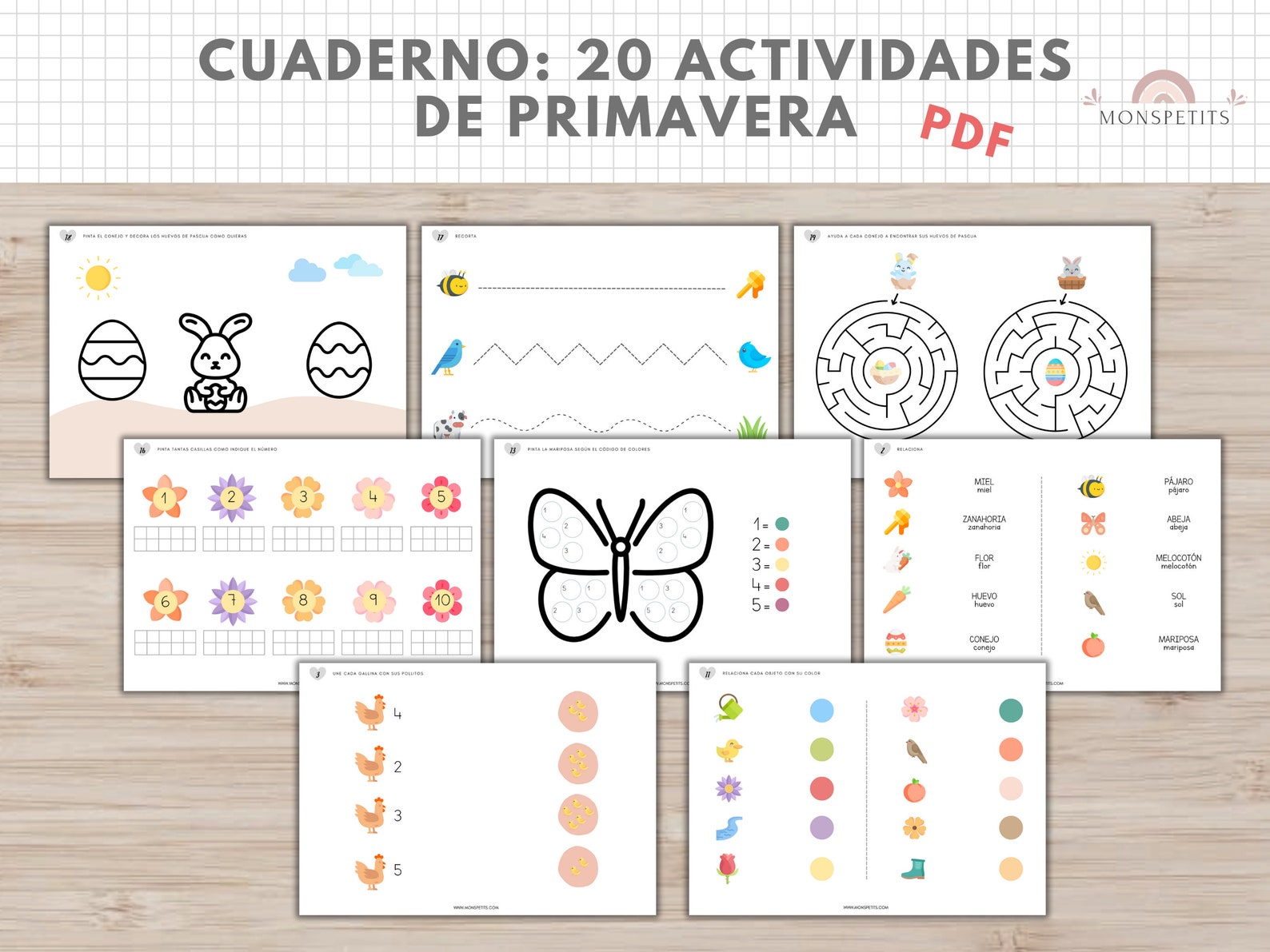20 Actividades De Primavera, Cuaderno PDF Imprimible Niños, Español ...