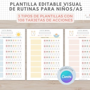 Plantilla Editable Visual De Rutinas Niños, 3 Tipos De Plantillas ...