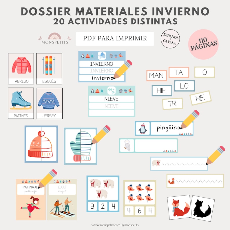 Dossier Materiales Invierno, 20 Actividades, 110 Páginas ...
