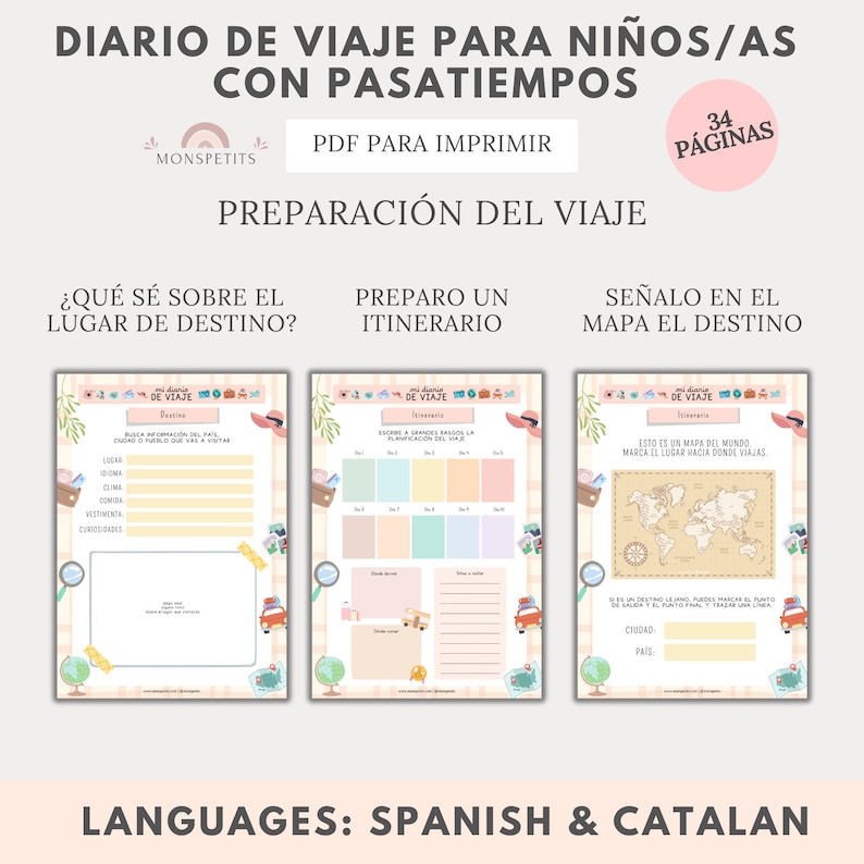 Diario de Viaje para Niños, Cuaderno Actividades Vacaciones, Ed ...