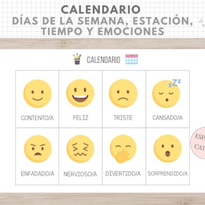 Calendario Días Semana, Estación, Tiempo, Emociones, Organización Niños ...