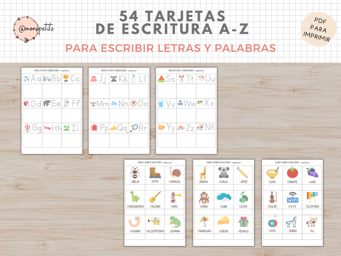 54 Tarjetas Escribir Letras, Español Y Catalán, Abecedario ...