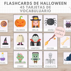 45 Flashcards Halloween, Vocabulario Niños, Dibujos, Imprimible ...