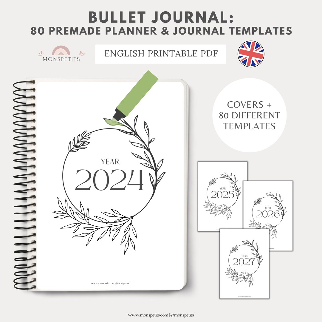 80 Premade Planner Journal Templates, Printable, Bullet Journal ...