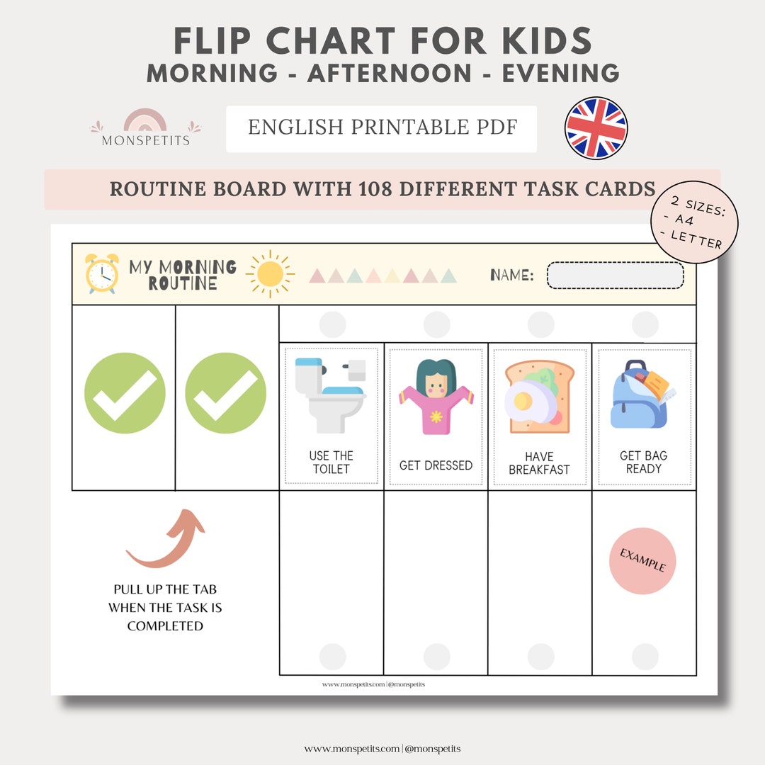 Flip Chart for Kids, Task Template, Chore Chart, Printable Template ...