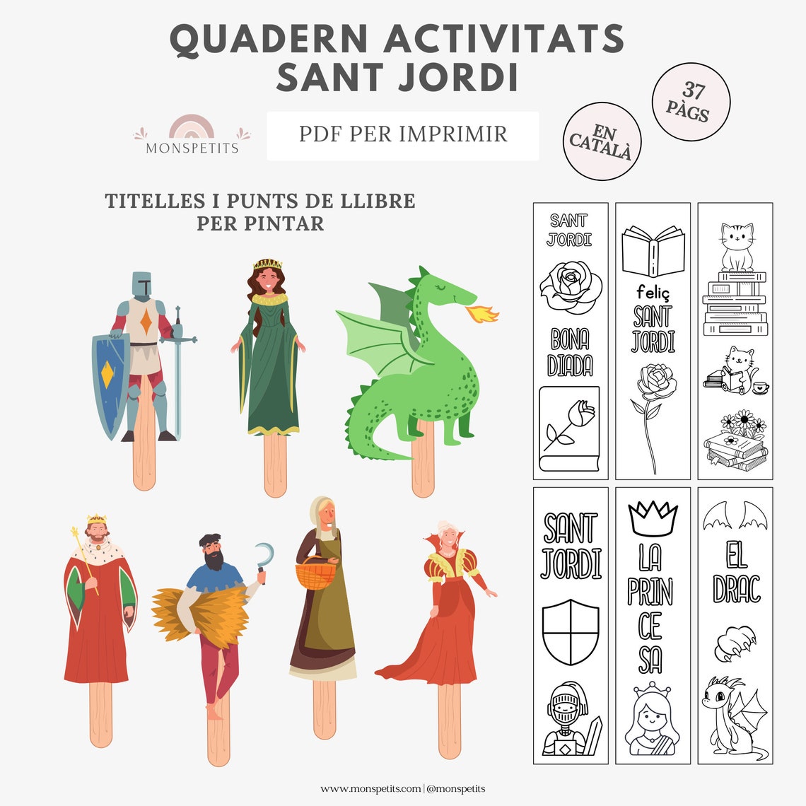 Quadern Sant Jordi Imprimible CATALÀ, Activitats Educació Infantil, Vocabulari, Lectoescriptura ...