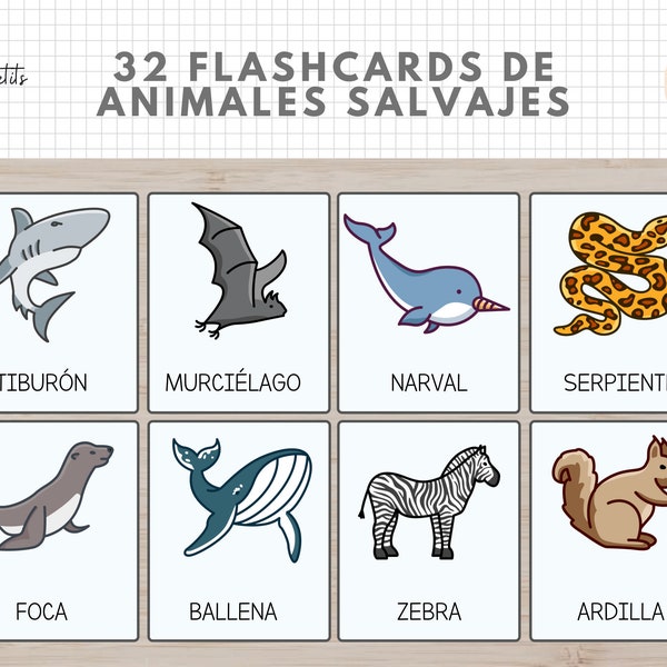 Animales Salvajes Flashcards - Etsy