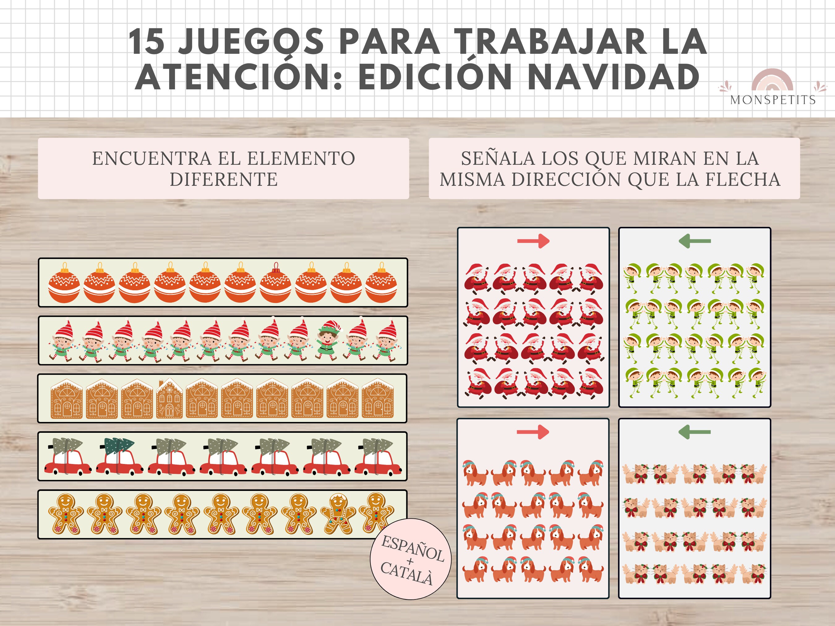 15 Juegos Para La Atención, Versión Navidad, Actividad Preescolar ...