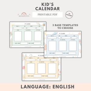 Printable Kids' Calendar, Seasons, Weather, Emotions, Morning Routines ...