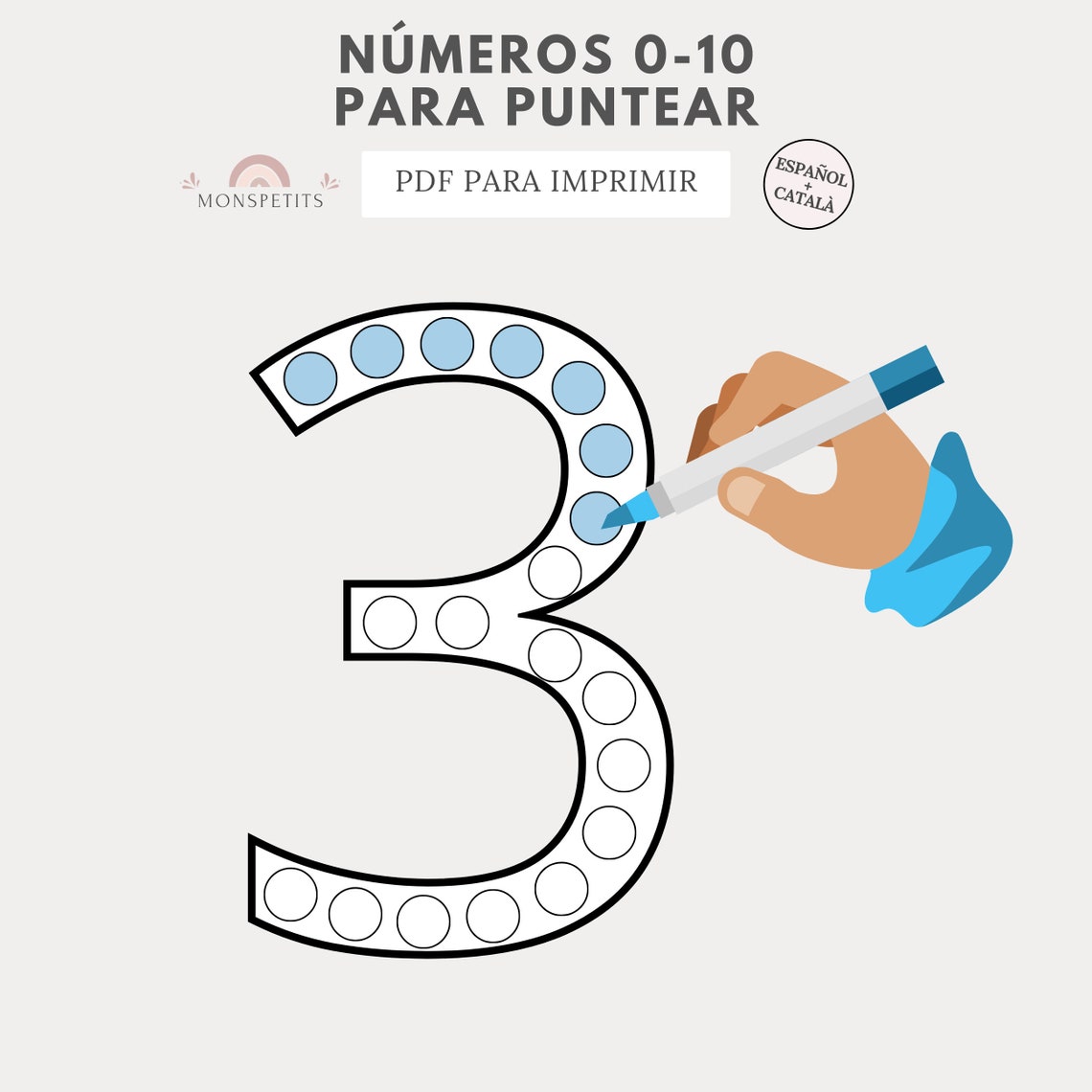 Fichas Números para Puntear, 0-10, Puntos, Aprender Números Niños ...