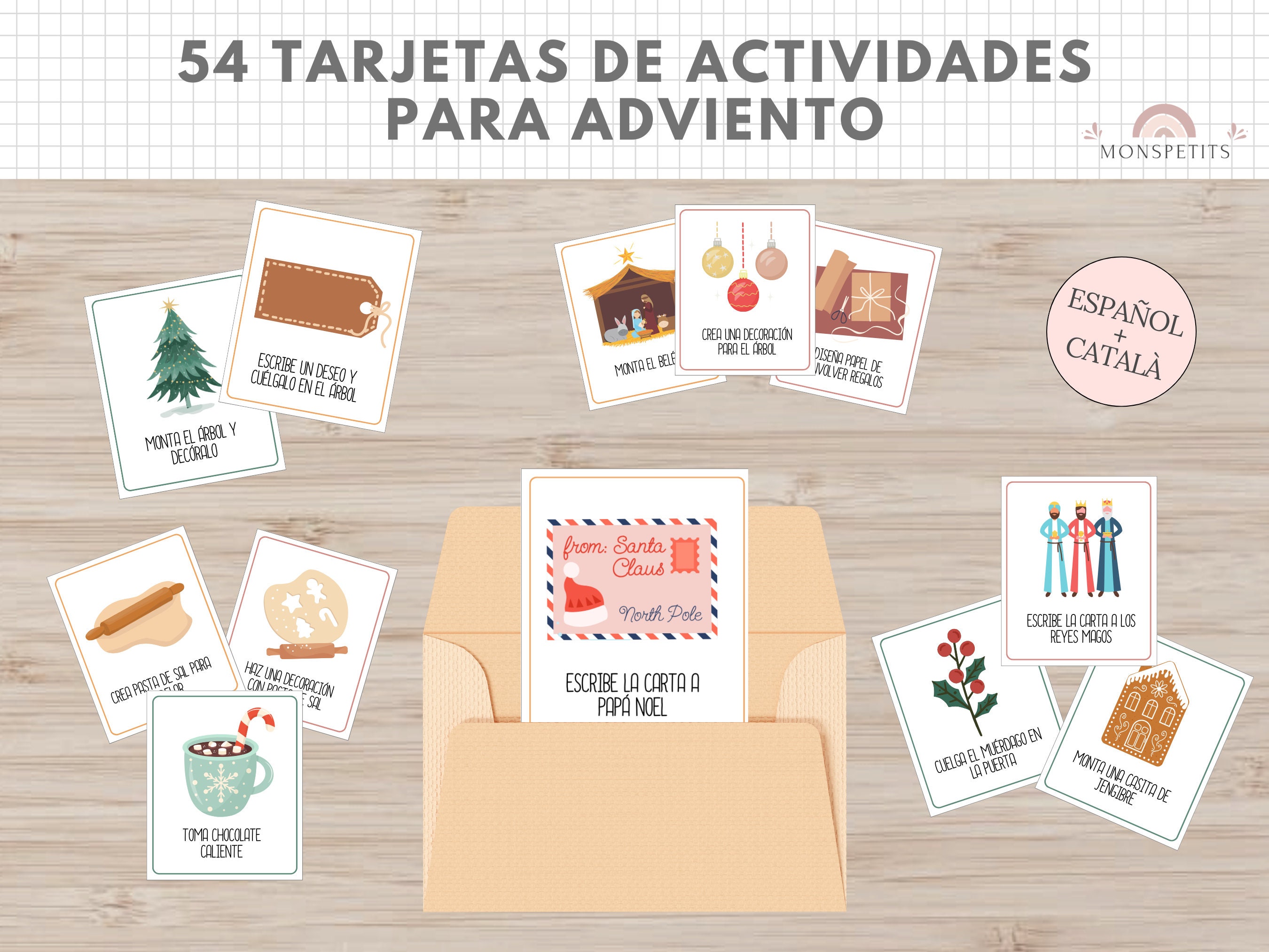 54 Tarjetas Actividades Calendario de Adviento, Imprimible Actividades ...