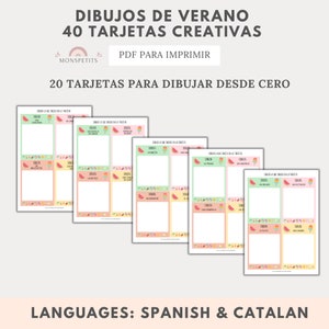 40 Tarjetas Creativas Verano, Juego Pictionary Imprimible, Dibujos ...