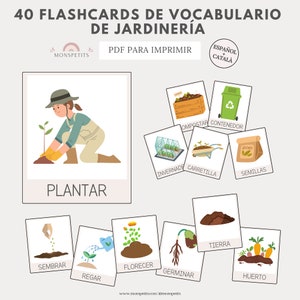 40 Flashcards Vocabulario Jardineria, Tarjetas Imprimibles, Huerto ...