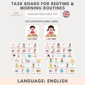 Task Board for Bedtime & Morning Routines, Chore Chart, Printable ...