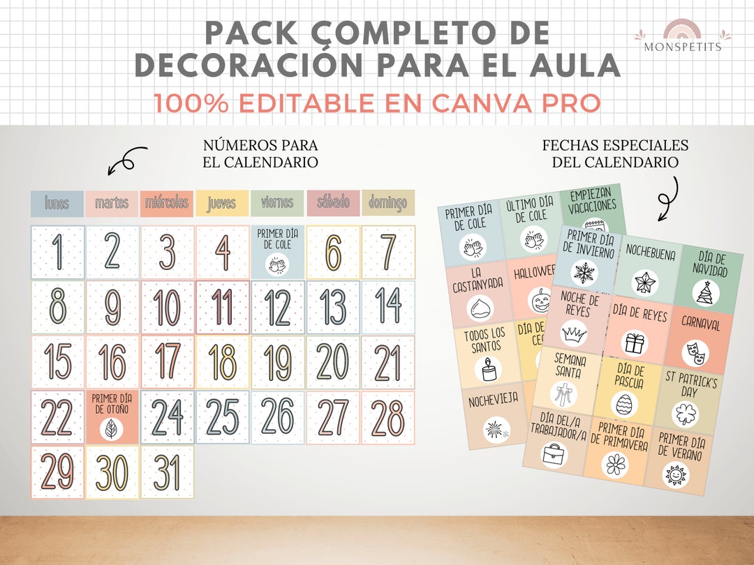 Pack Completo Decoracion Aula, 130 Paginas, EDITABLE En Canva Pro ...