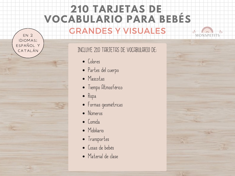 210 Flashcards Vocabulario para Bebes y Niños, Imprimible, Español ...