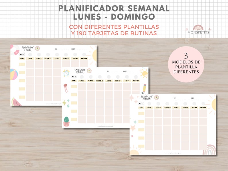 Planificador Semanal y Horario Lunes-Domingo, Plantilla Imprimible ...