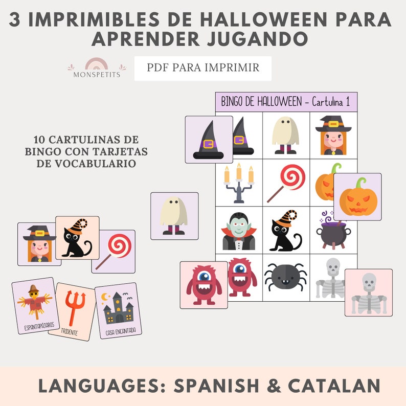 3 Juegos Imprimibles Halloween PDF, Aprender, Fiesta, Bingo, Sudoku ...