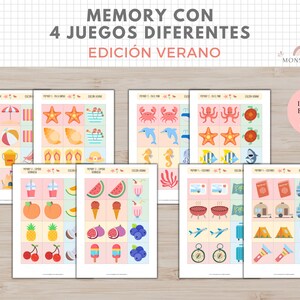 Juego Memory Verano, Vocabulario, Verano, Niños, Imprimible, Español ...