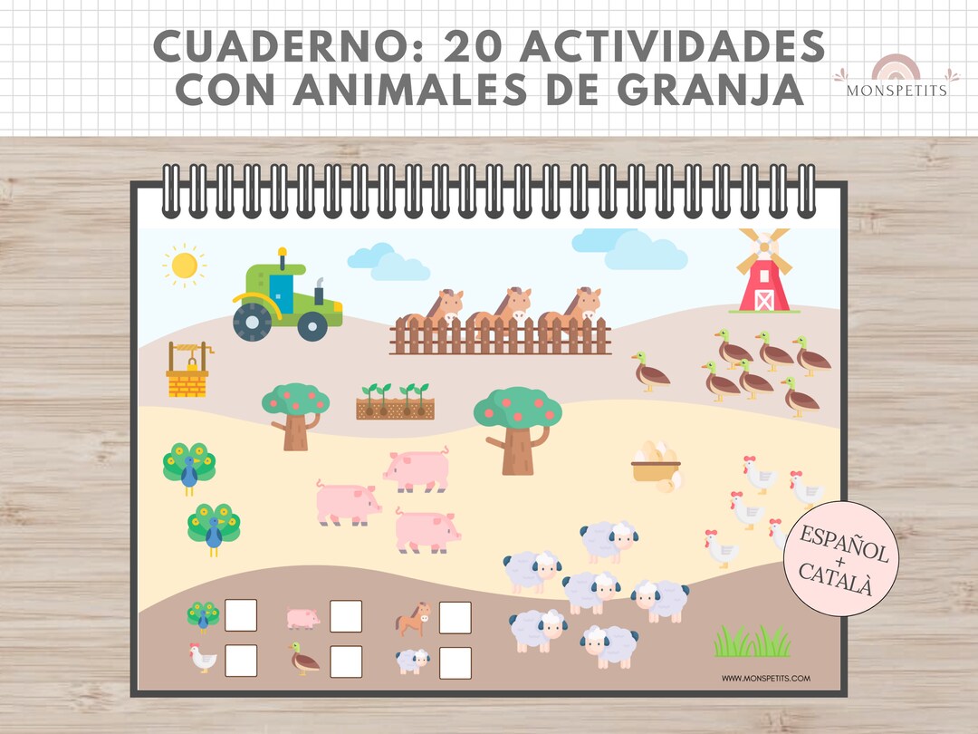 20 Actividades Animales De Granja, Cuaderno Imprimible Niños, Español ...